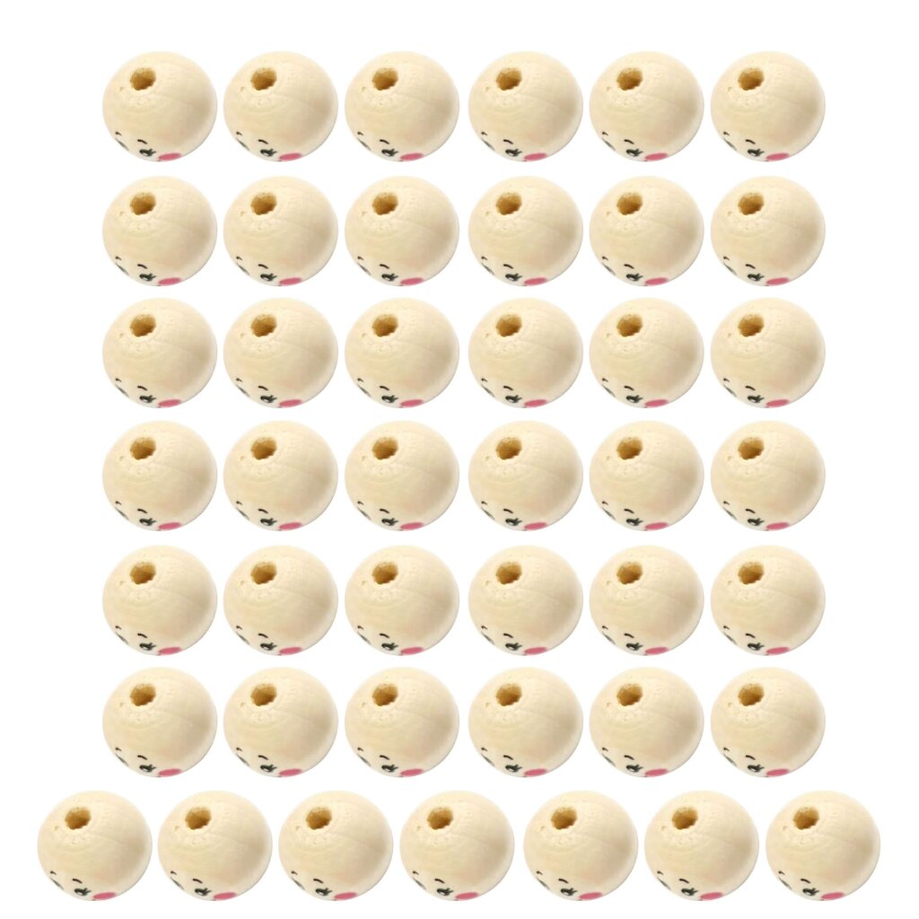 50 шт, деревянные бусины для краснеющей куклы-смайлика