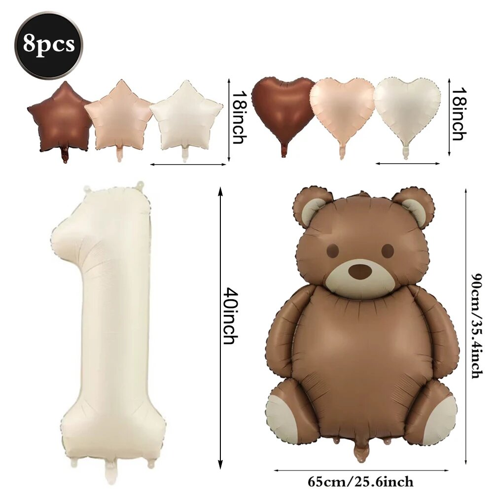 Набор шаров для праздника "Медвежонок", 8pcs
