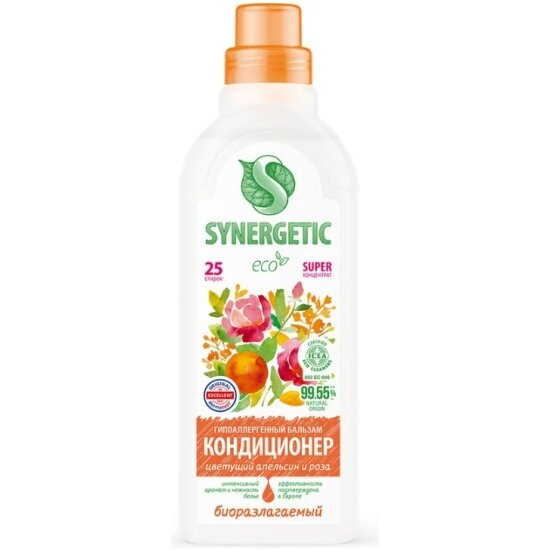 Бальзам-кондиционер для белья Synergetic Цветущий апельсин и Роза, 750 мл