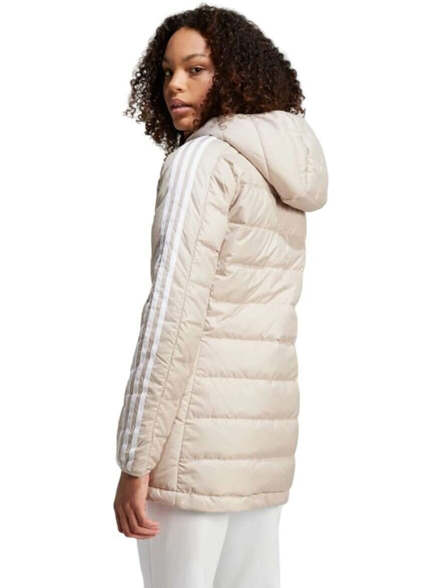 Куртка adidas Essentials 3-Stripes Light Down Hooded Parka, размер L INT, бежевый — фото 1