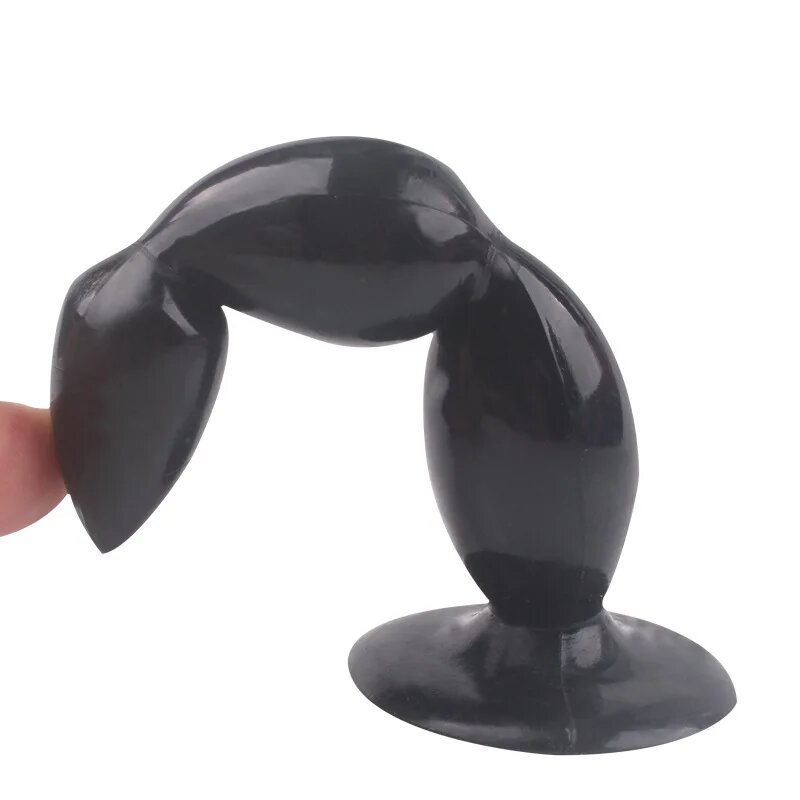 Анальная пробка, мягкая, силиконовая, с присоской, для стимуляции точки G, секс-игрушки для черный