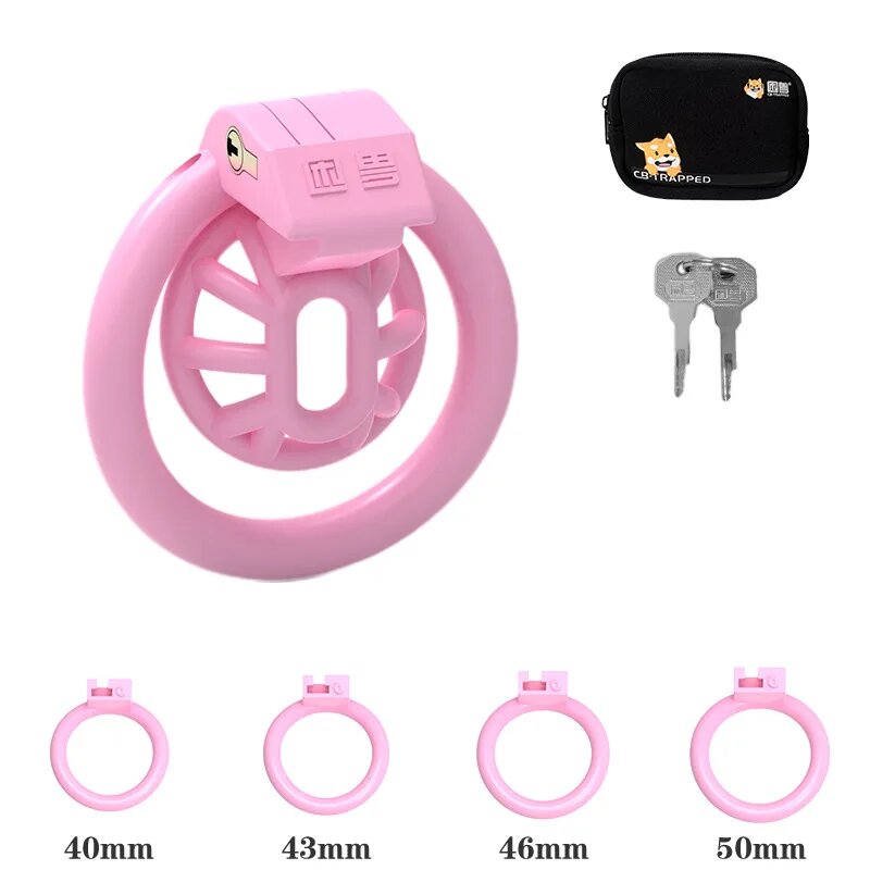 Мини-CB Bondage Chastity Cage для секс-игрушек Sissy с 4-размерными кольцами для Pink-Negative