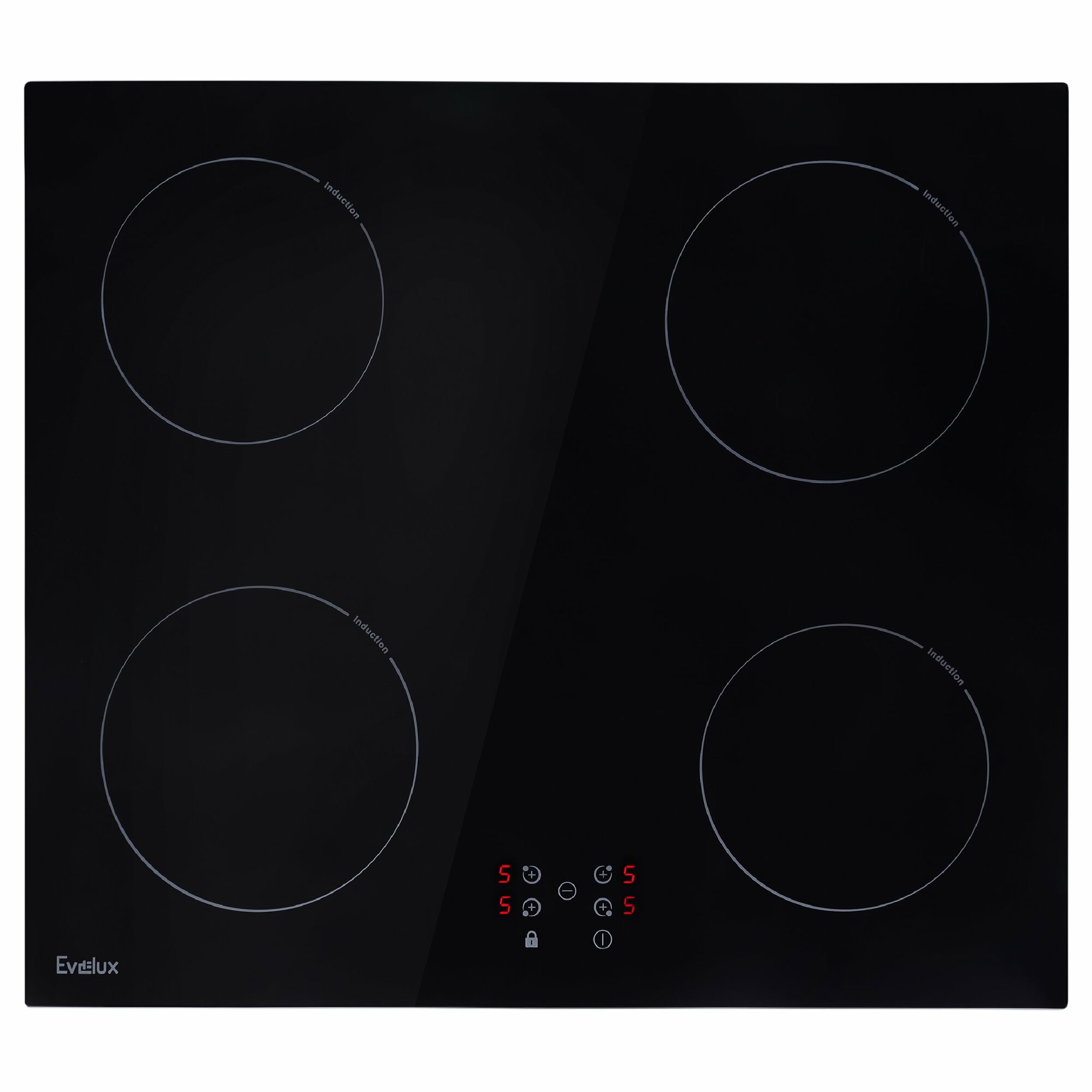 Индукционная варочная панель Evelux HEI 640 B, HiLight, сенсорное управление, 59x52 см, черный