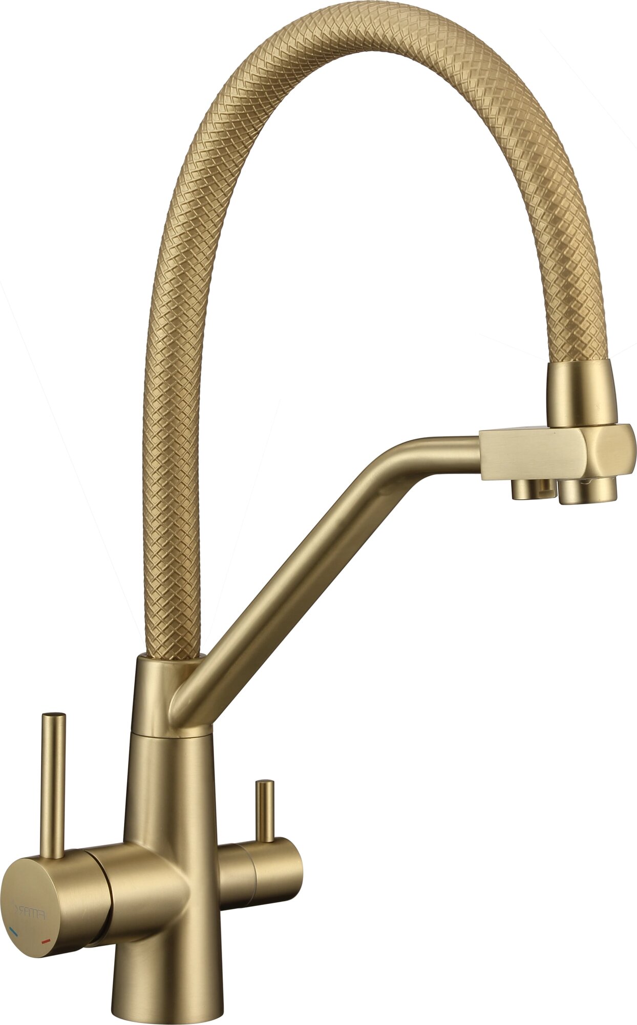 Смеситель для кухонной мойки под фильтр питьевой воды, золото