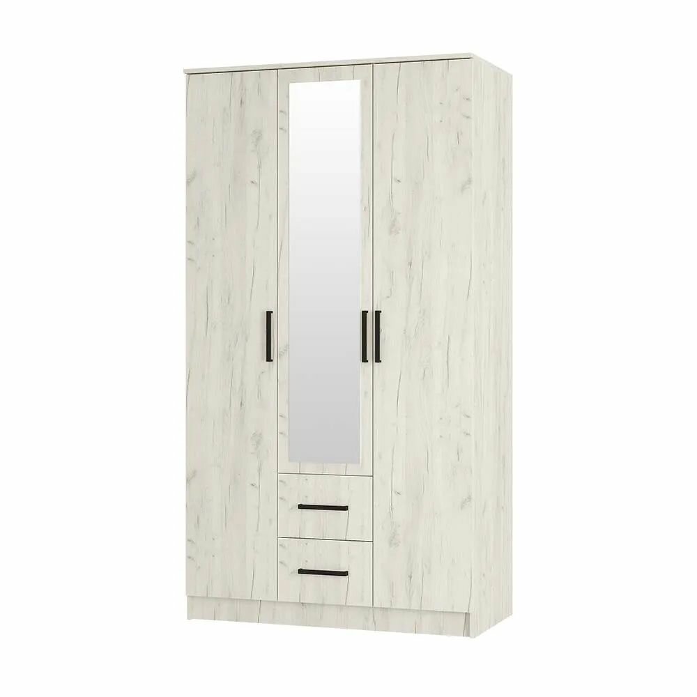 "Фиеста" шкаф 3-х створчатый дуб крафт белый (BTS)