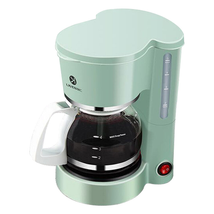 Кофемашина полуавтоматическая LIVEN LPKF-8, 600 мл, для дома и офиса, светло-зеленая, мини измельчитель кофейных зёрен