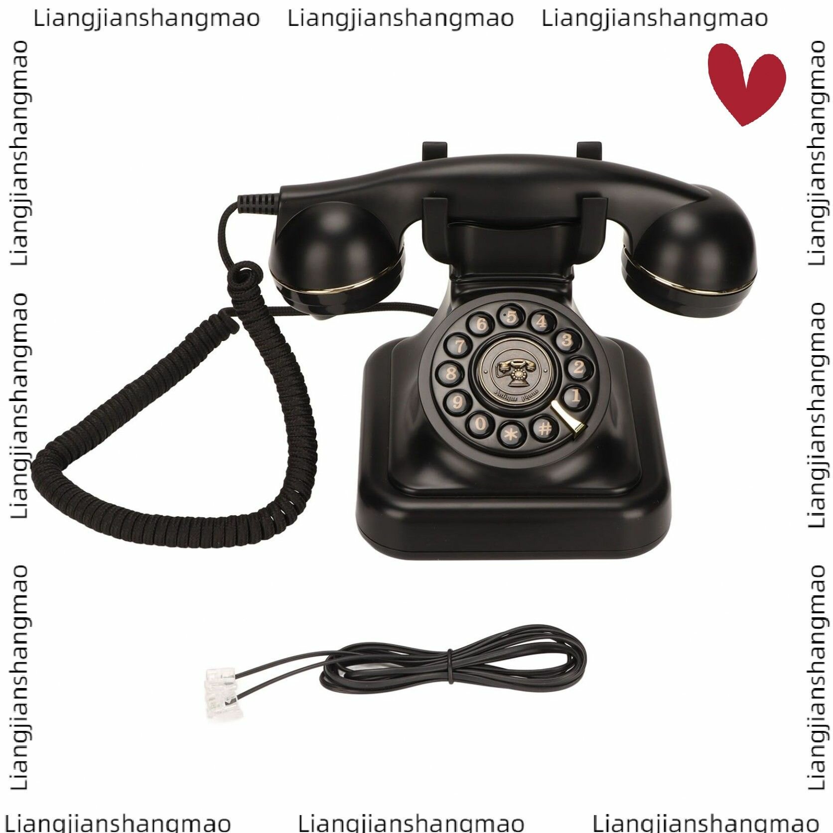 Винтажный стационарный телефон, старомодная дисковая кнопка, проводной телефон в стиле ретро для декора домашнего офиса