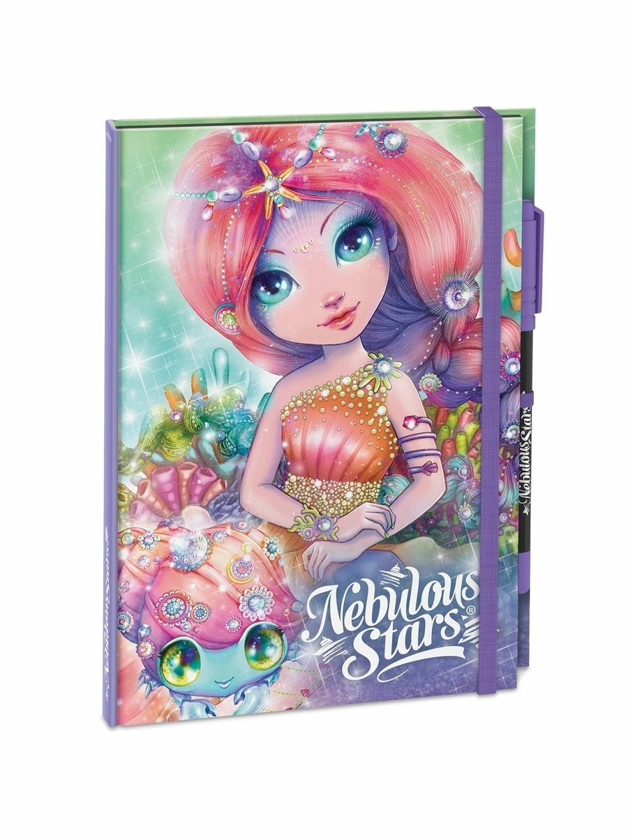 Nebulous Stars Серия: Coralia. Блокнот в жестком переплете со страницами черного цвета на резинке с шариковой ручкой