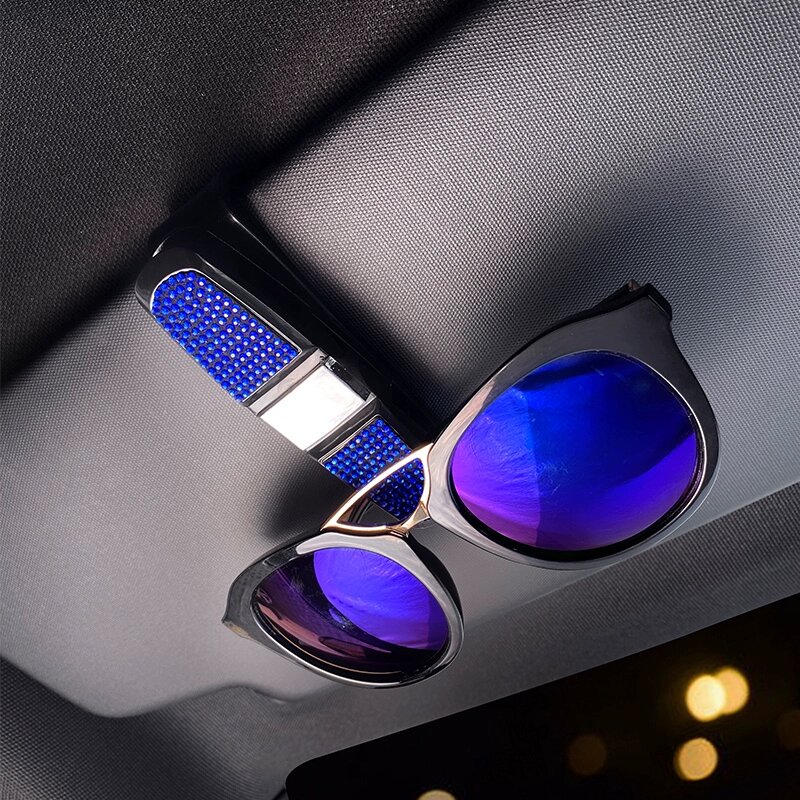 Универсальный держатель для очков на солнцезащитный козырек автомобиля - регулируемый крепеж в синем цвете, надежная