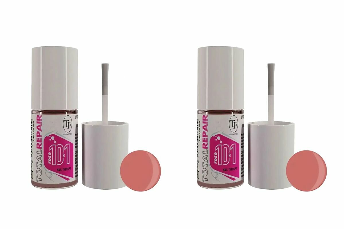 TF cosmetics Лак для ногтей, лечебный, Полное восстановление ногтей 10 в 1, Total Repair, rose, 8 мл, 2 шт