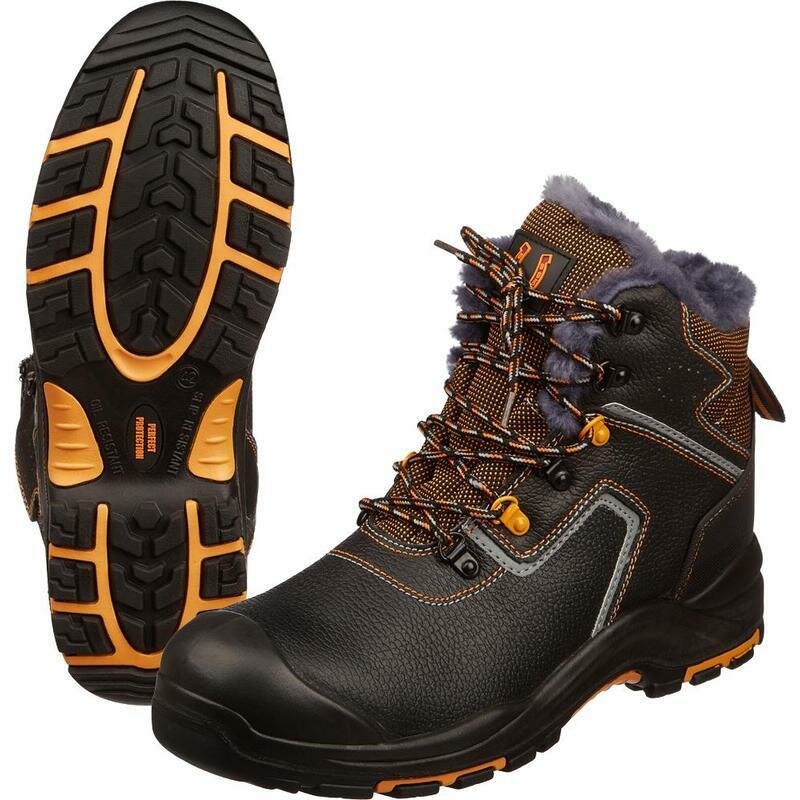 Ботинки рабочие утепленные Perfect Protection ПУ-нитрил натуральная кожа черные размер 45