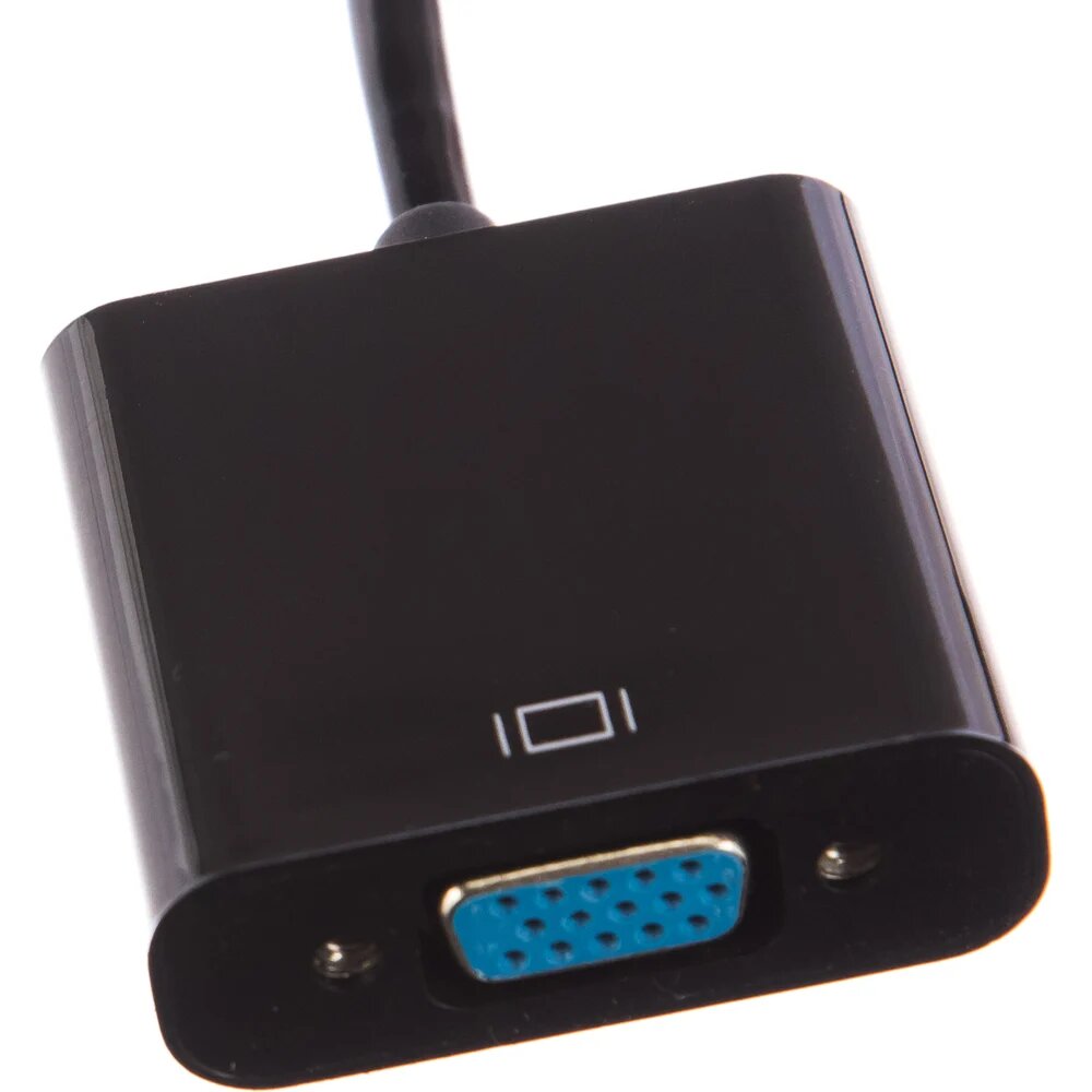 Переходник Cablexpert HDMI-VGA 19M/15F A-HDMI-VGA-04, .1.4. черный корпус, HDMI вилка, VGA розетка, видеопереходник — фото 1
