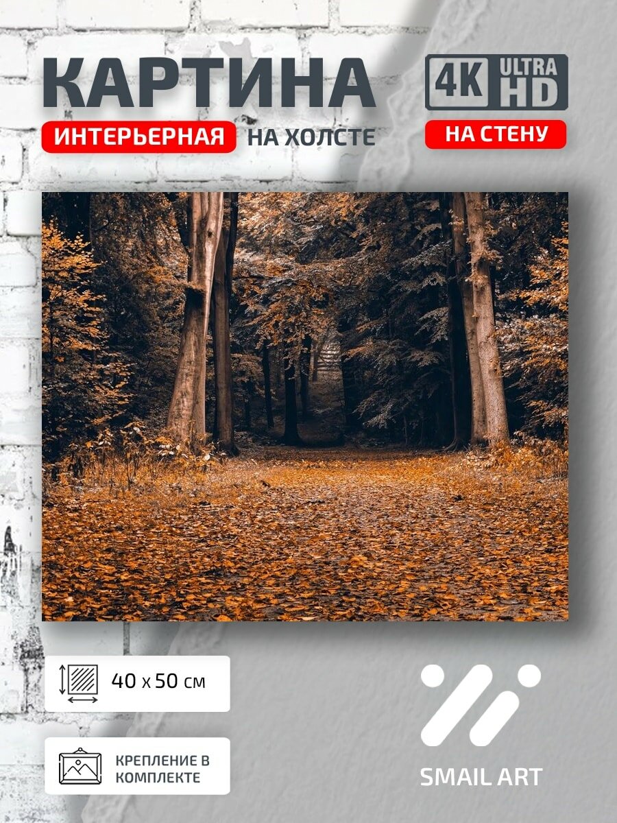 Картина на холсте интерьерная 40 на 50 на стену Осенний парк для кабинета пейзаж