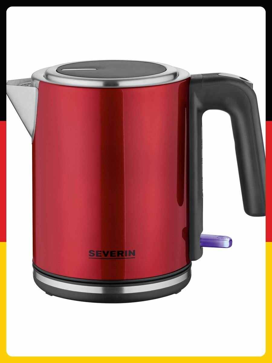 Чайник Severin 3427 с индикатором и защитой от перегрева, красный, объём: 1 литр