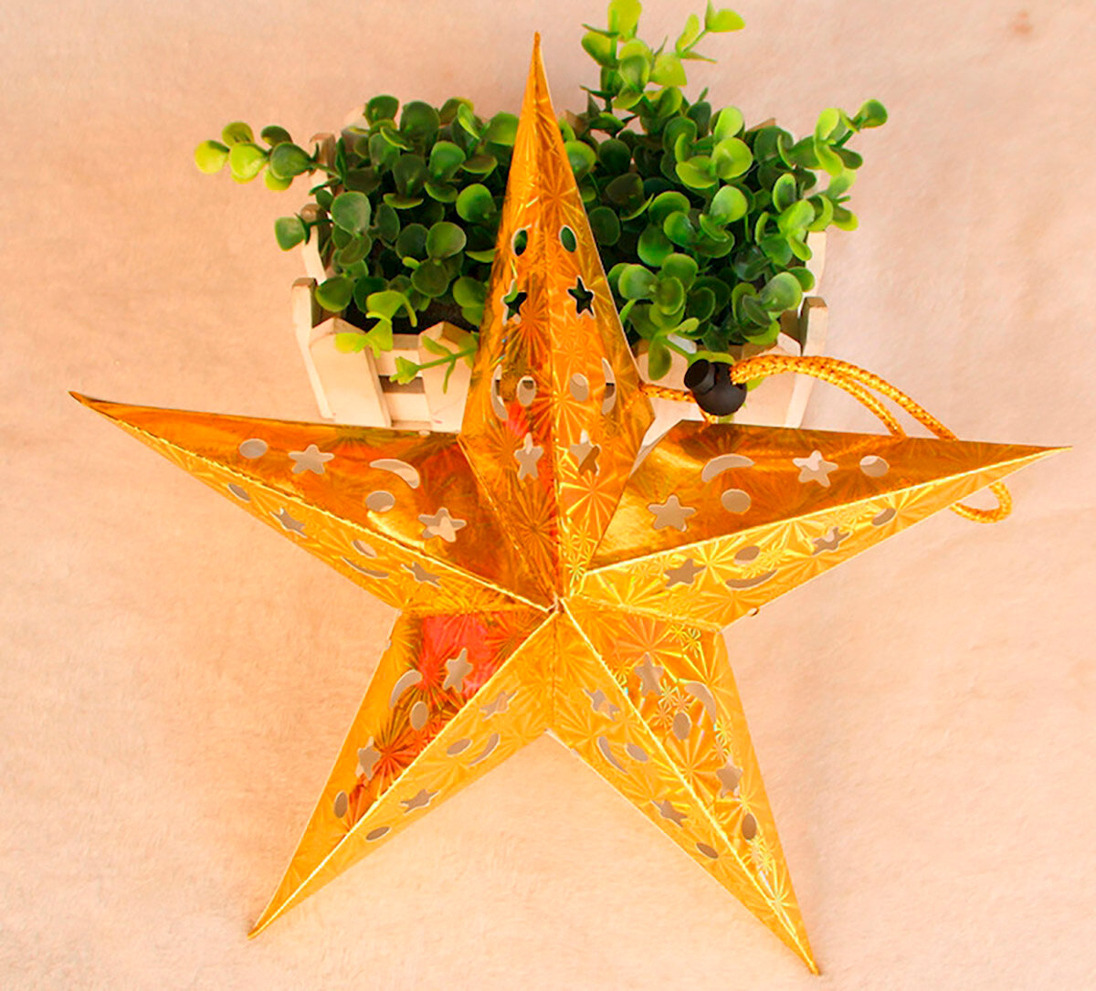 Подвеска Сфера "Звезда", новогодняя, бумажная, 30см, 3D-эффект