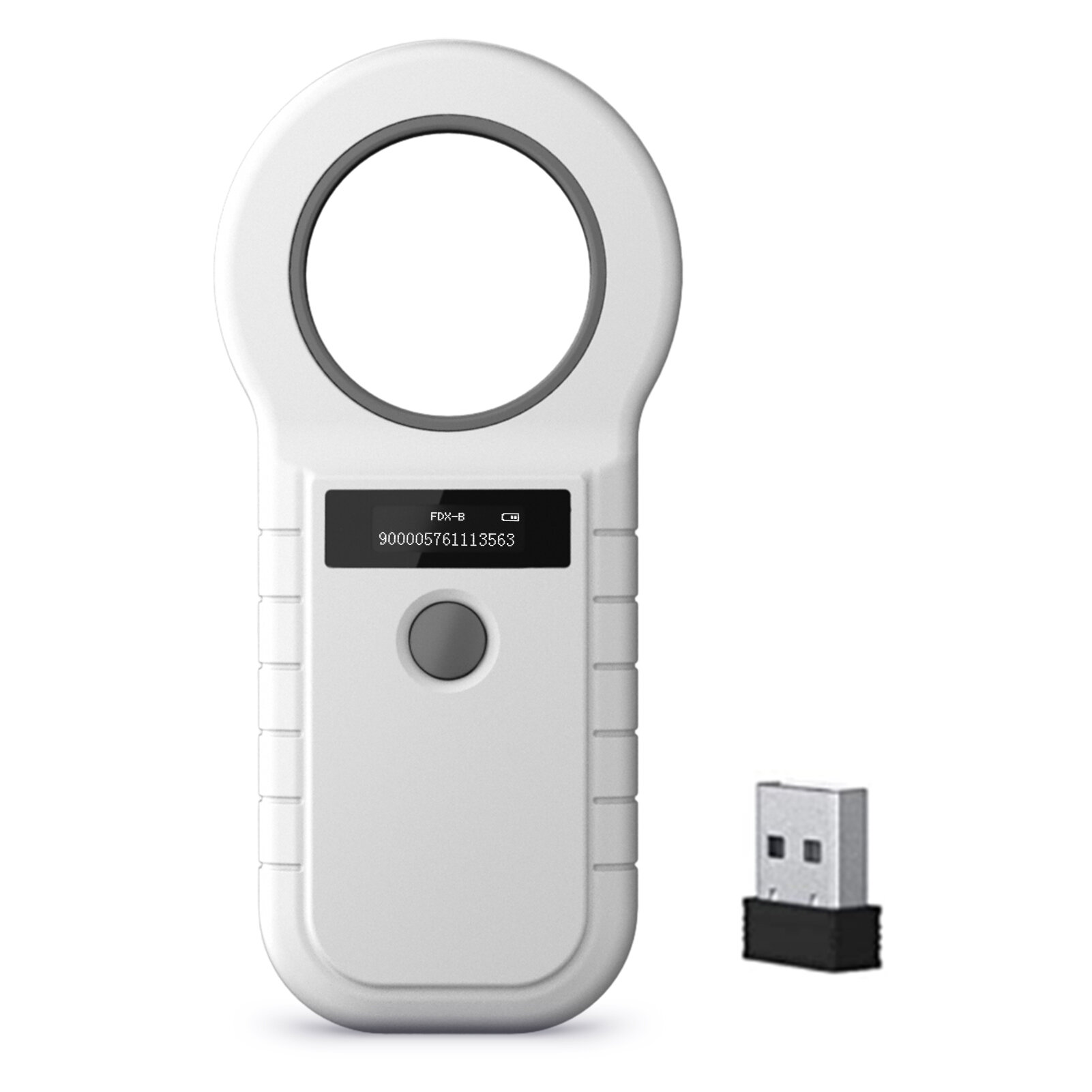 Сканер микрочипов для животных RFID EMID ручной ридер идентификатора питомца с подключением BT+USB+2.4G, функцией хранения 128 информаций, OLED-экран, стандарт 134.2kHz FDX-B ISO11784/ISO11785 для собак и кошек, черный и белый цвета, модель W90D