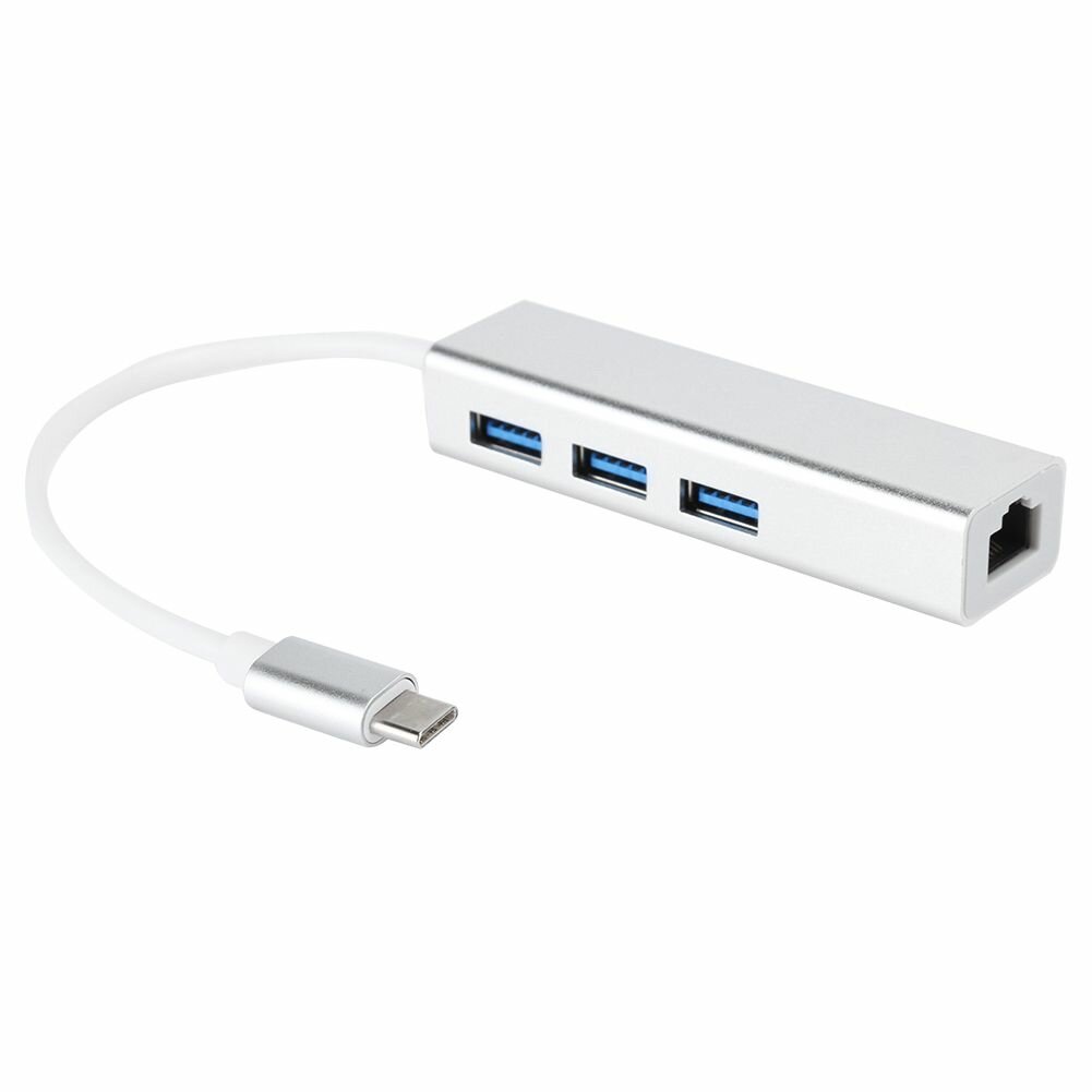 Адаптер USB 3.0 к Ethernet с 3-портовым концентратором типа C к сети LAN RJ45 Gigabit Ethernet