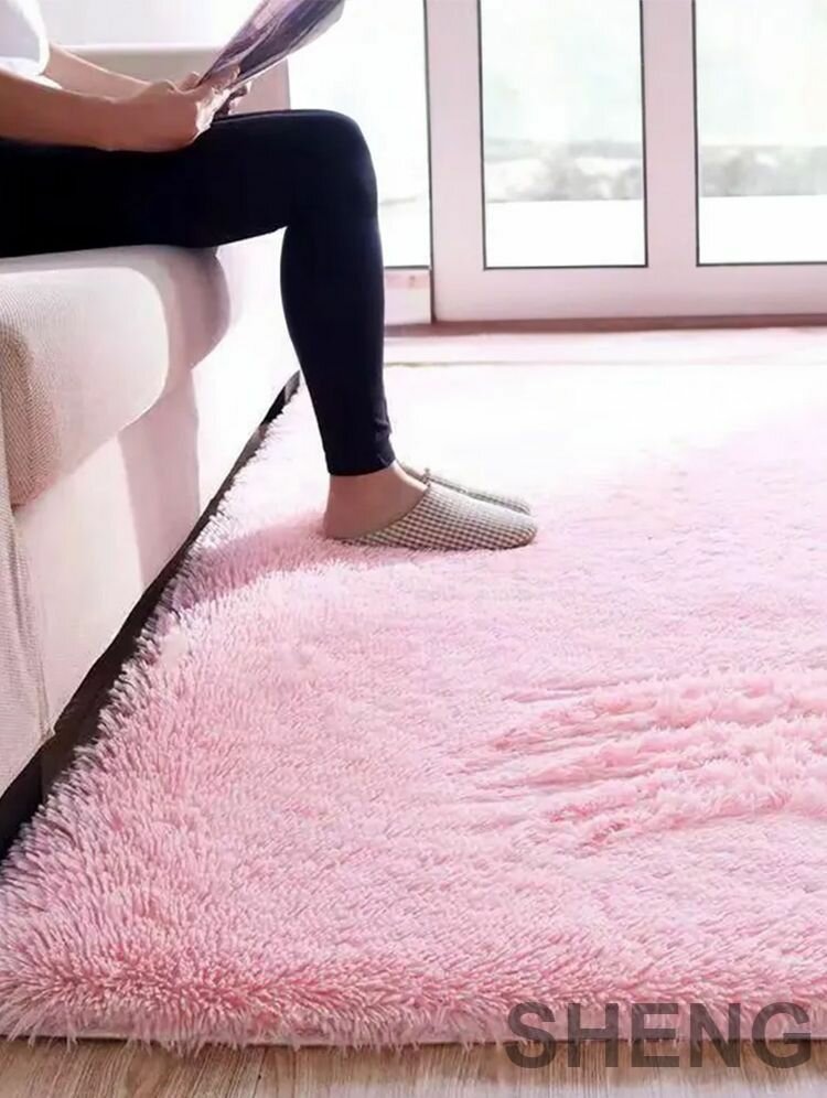 Плюшевый ковер, плюш, розовый, 160x200 см для гостиной спальни детской комнаты, нескользящей пушистой комнаты