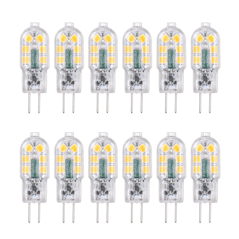 Лампа LED G4 AC/DC 12V 3W эквивалент 30W галогеновой лампы, база бипинная, ударопрочная, угол излучения 360°, 160 люмен, не регулируемая яркость, без мерцания, набор из 12 штук, 3000K теплый белый