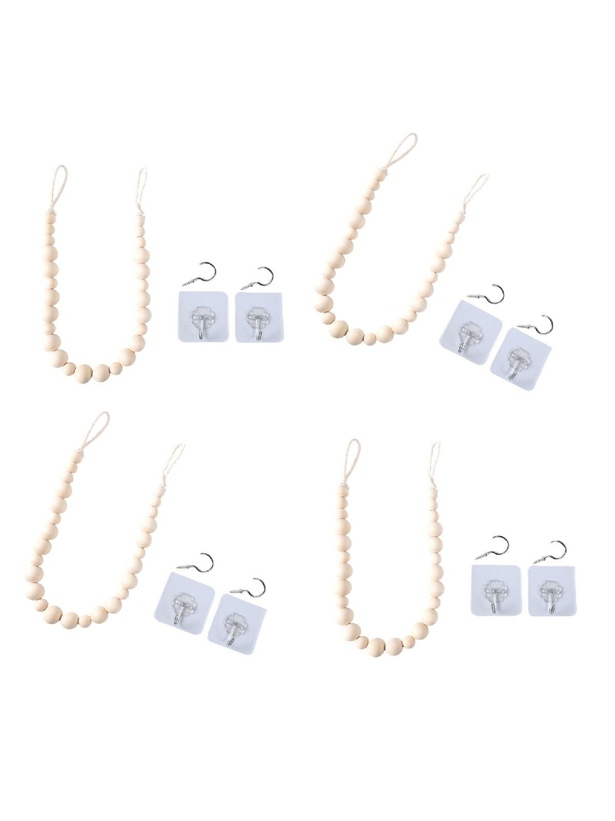 4шт декоративных штор из деревянных бусин в богемном стиле с металлическим крючком для дома