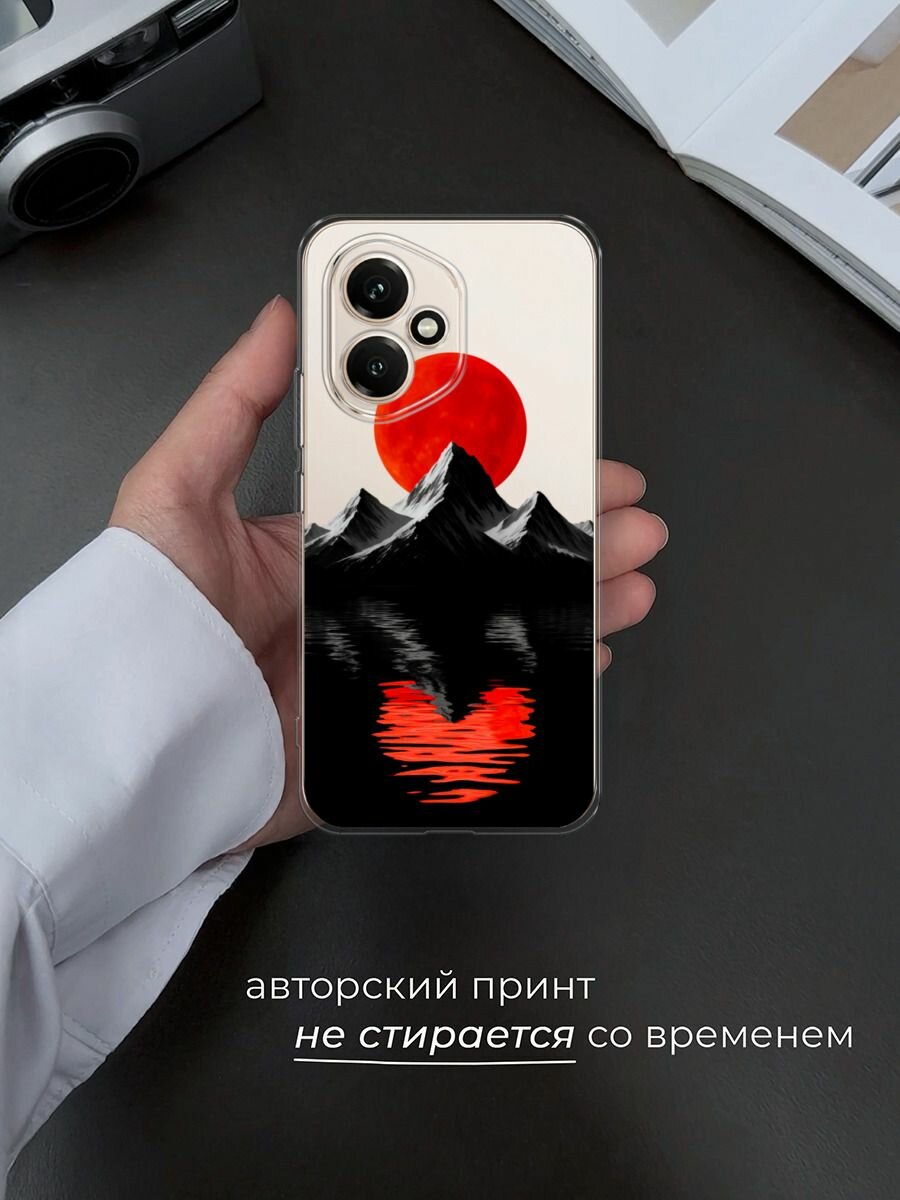 Чехол на Honor 400 / Хонор 400 с принтом Черная гора, прозрачный — фото 1