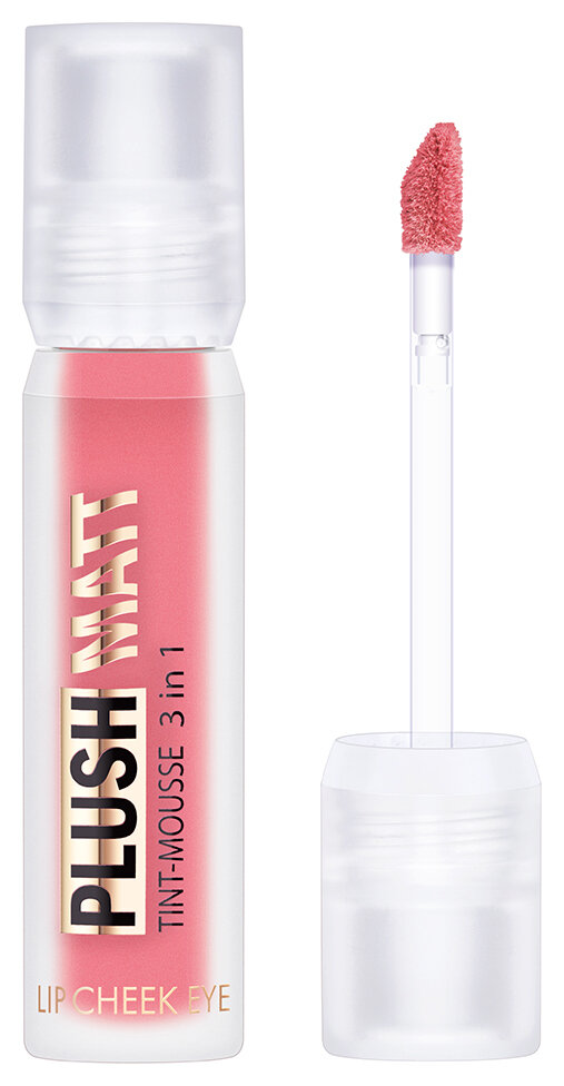 LUXVISAGE, Тинт-мусс 3 в 1 для губ, щек и век Plush Matt, Тон 303 Peachy Peach