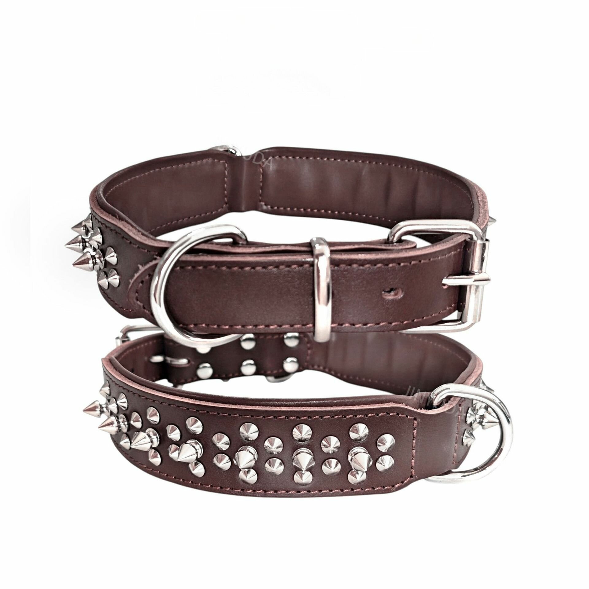 Прочный кожаный ошейник с шипами для собак защита от укусов, подходит для бульдогов и бойцовских пород (3 цвета, размеры M/L)