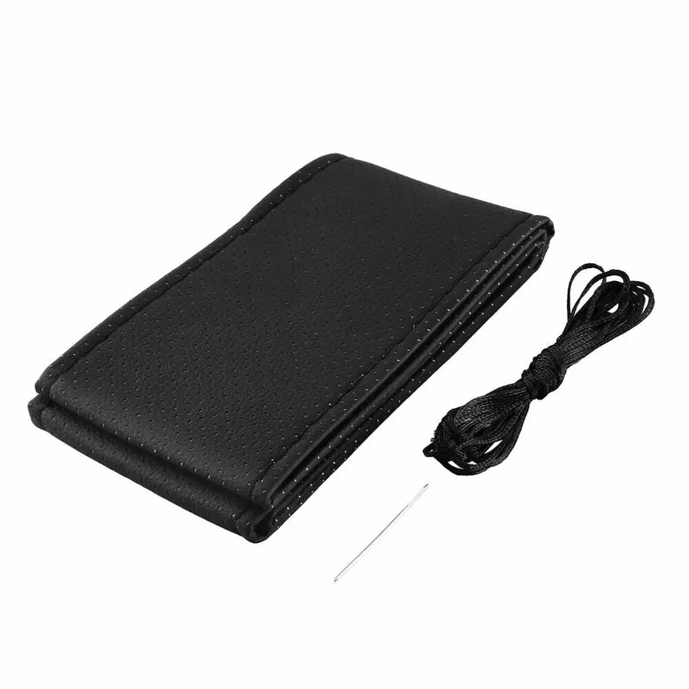 Кожа для самостоятельной сборки, 36-38 см, чехол рулевого колеса автомобиля волокно, оплетка BLACK