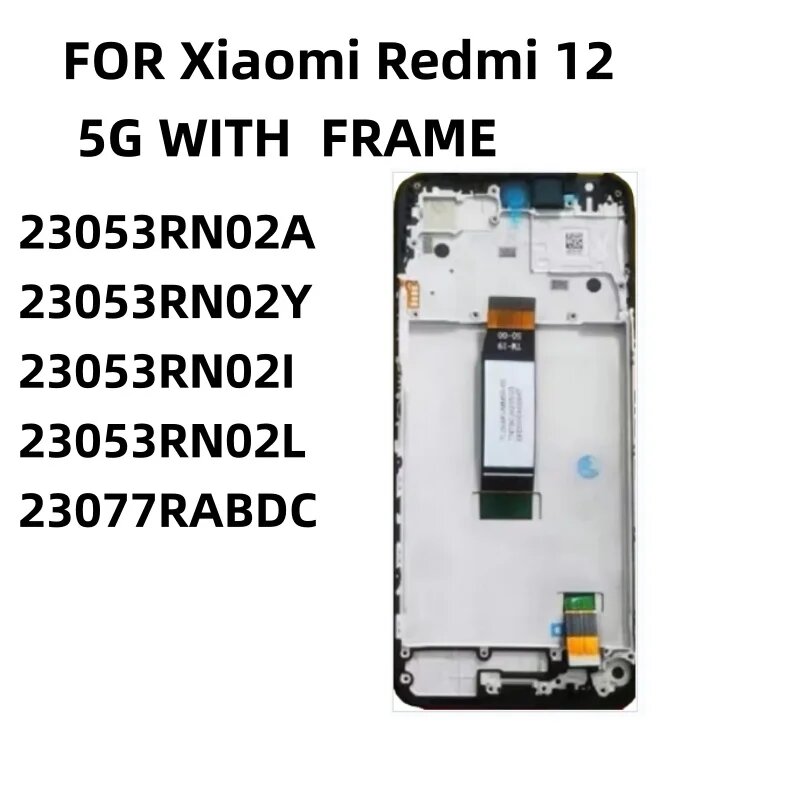 ЖК-дисплей для Xiaomi Redmi 12 23053RN02A, дигитайзер сенсорного экрана в сборе для BALCK WITH FRAME