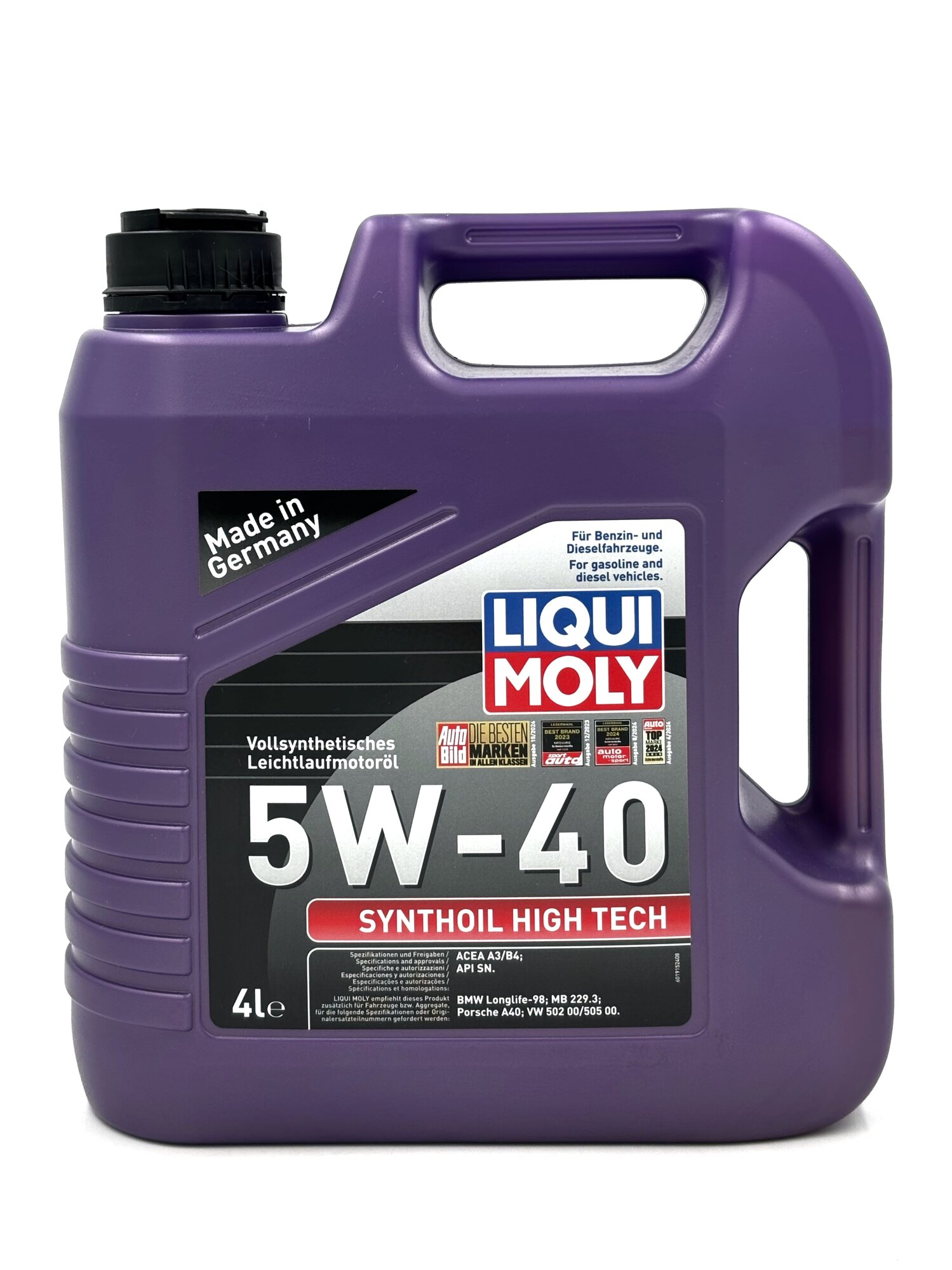 Масло моторное LIQUI MOLY Synthoil High Tech 5W-40, 4 литра, HC-синтетическое