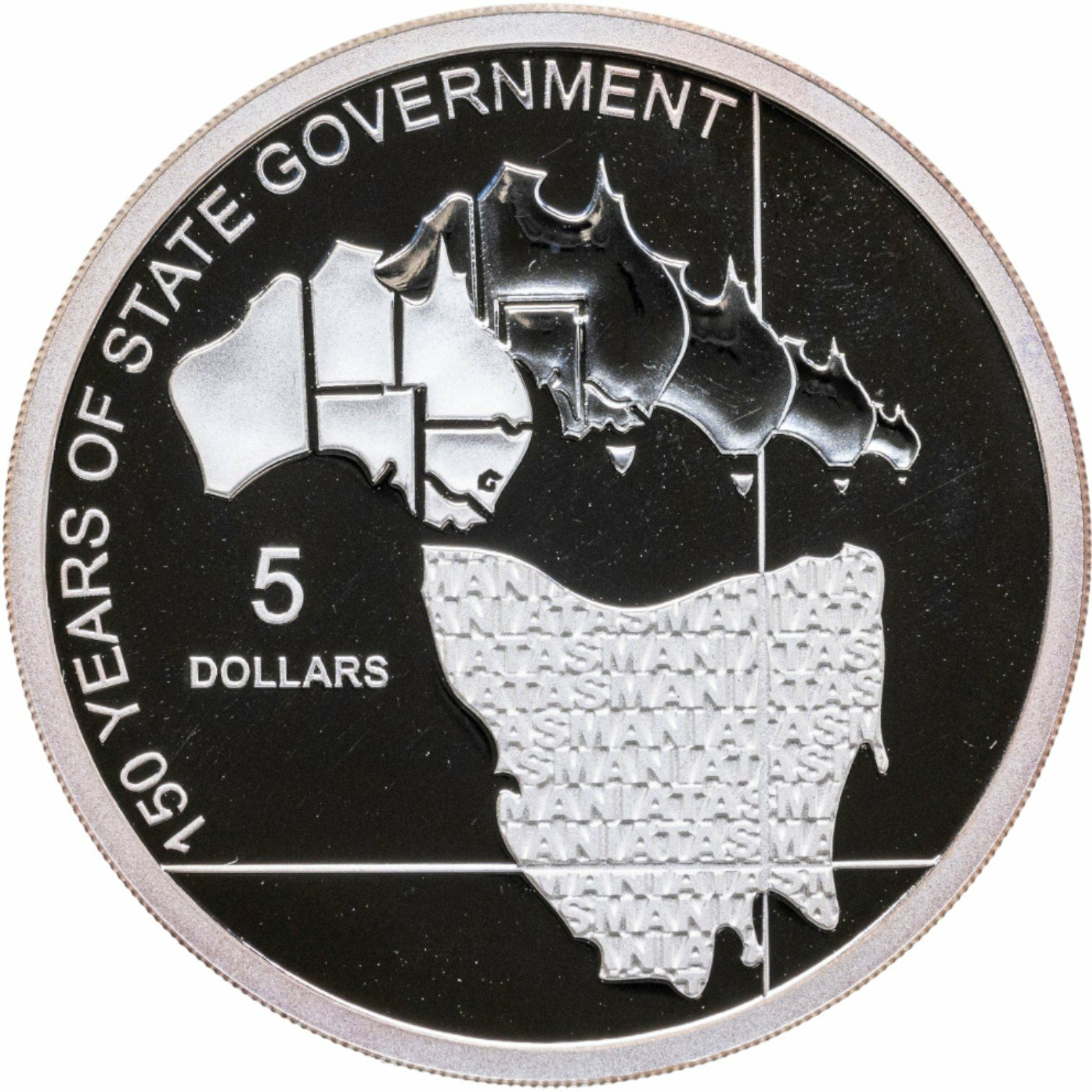 Австралия 5 долларов 2006 "150 лет государству - Тасмания", в футляре с сертификатом, Серебро 999, в сохранности Proof