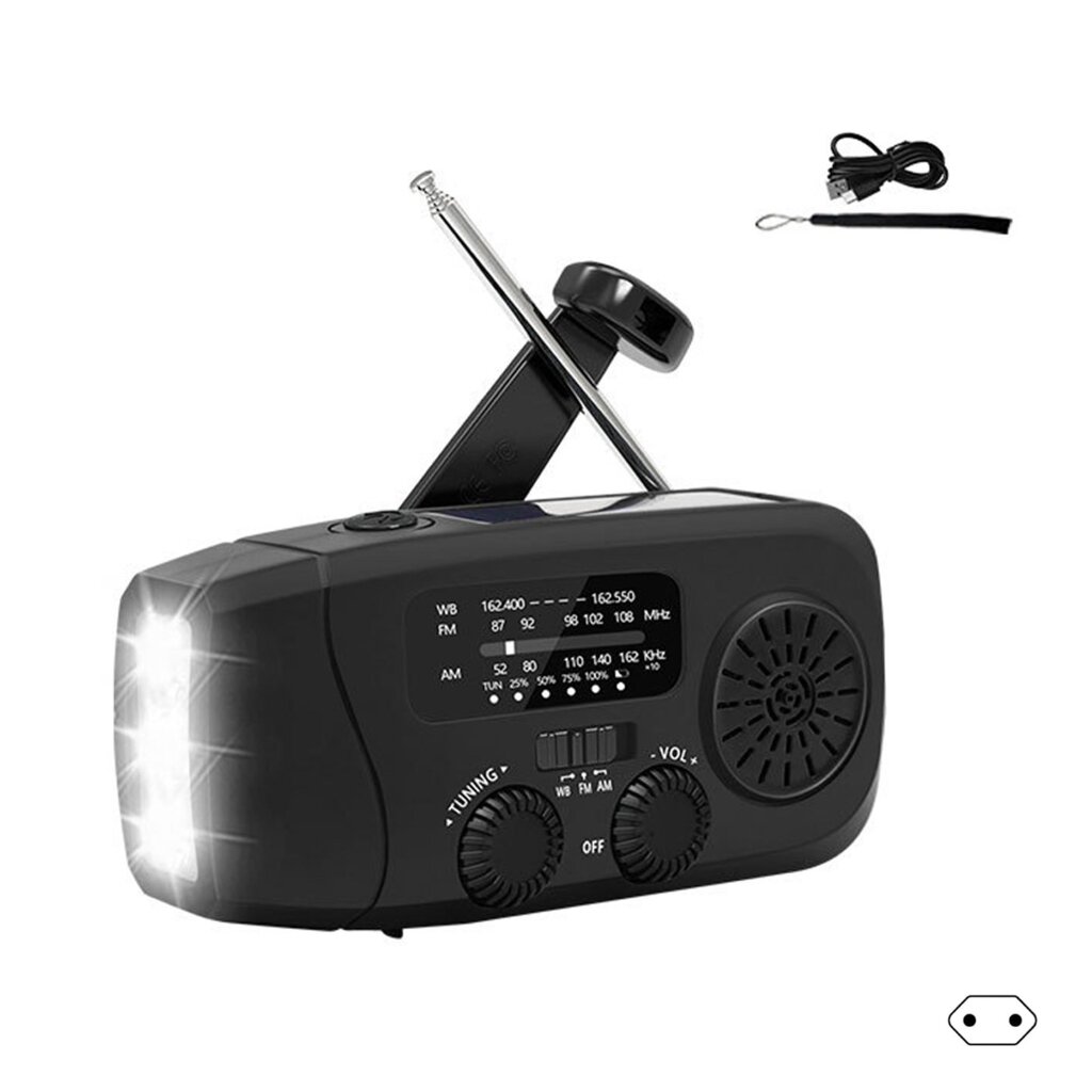Солнечная радиостанция с ручным генератором и USB зарядкой для кемпинга