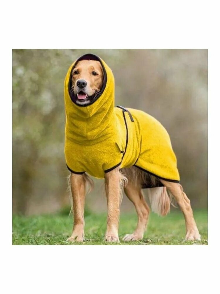 Роскошный флисовый халат для крупных собак и кошек, жёлтый - 5XL