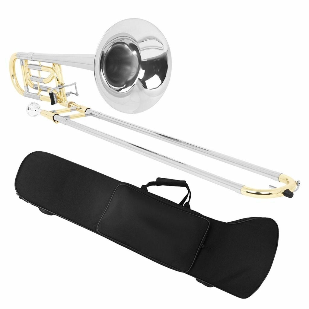 Тенор-тромбон музыкальный инструмент золотой и серебряный двухцветный настраиваемый тромбон си-бемоль для детей и взрослых, кларнет-тромбон-золотой и серебряный двухцветный