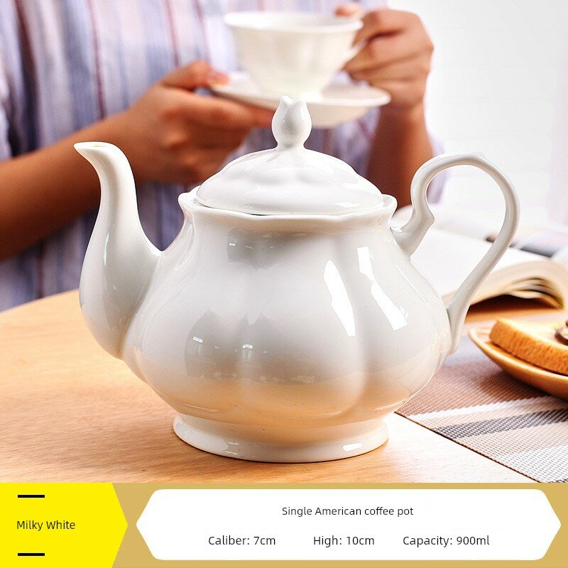Керамический кофейник Baiyu в европейском стиле, чисто белый, для заваривания кофе вручную, чайник в дворцовом стиле