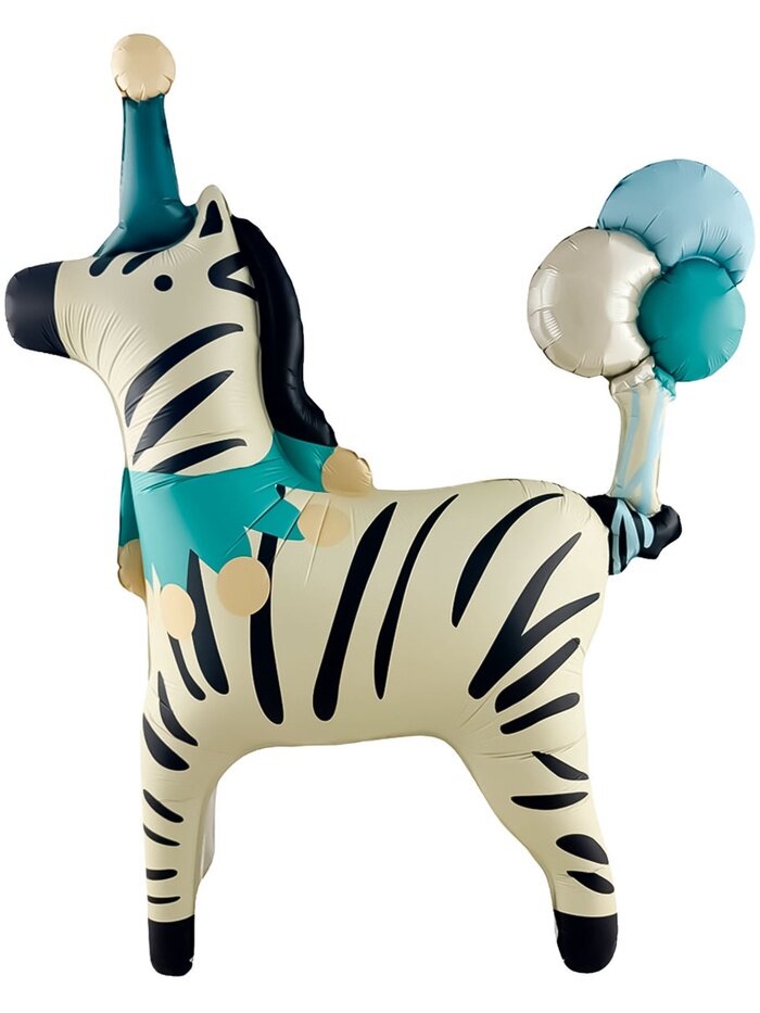 Воздушный шар фольгированный 3D 43" «Цирк. Зебра в колпачке», только под воздух