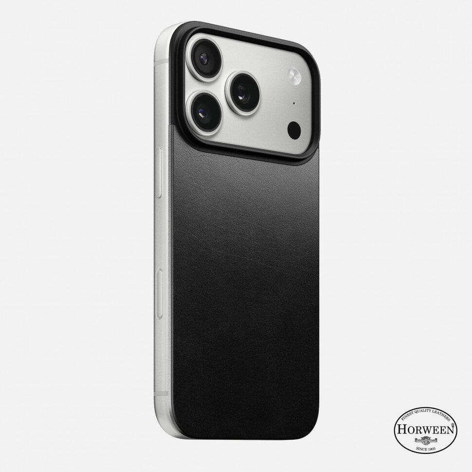 Кожаный чехол-накладка Nomad Magnetic Horween Leather Back для iPhone 17 Pro черный (Black)