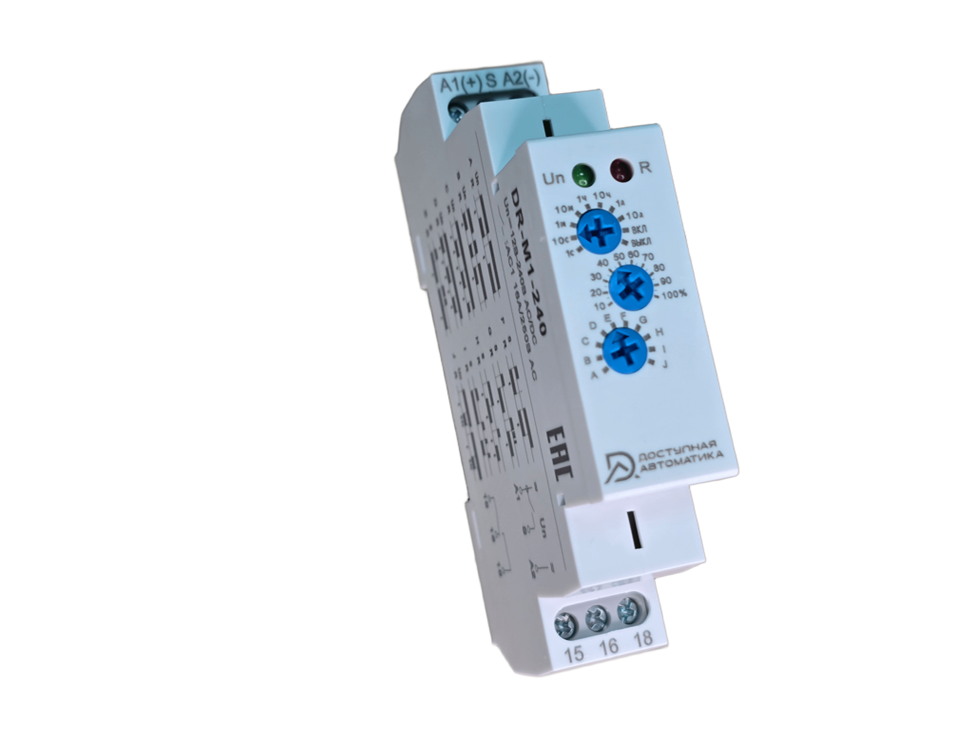 DR-M1-240 Реле времени многофункциональное 1ПК 16А 10 режимов упр. 12-240В AC/DC