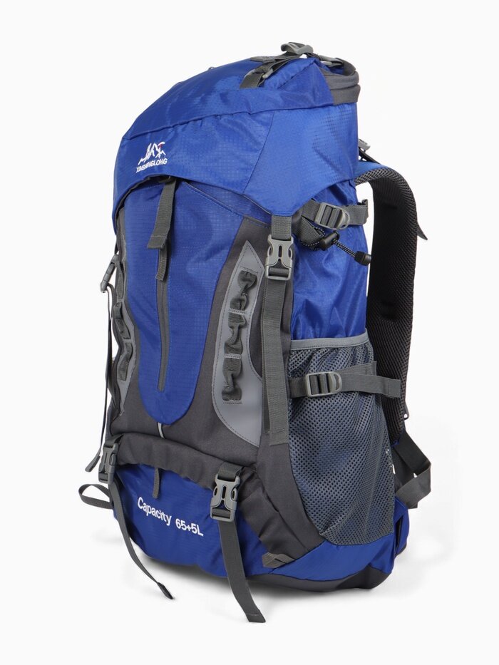 Рюкзак тур 65+5л, 30*20*53, отдел на шнурке, 5нар+2вн кармана, цвет синий 10941186