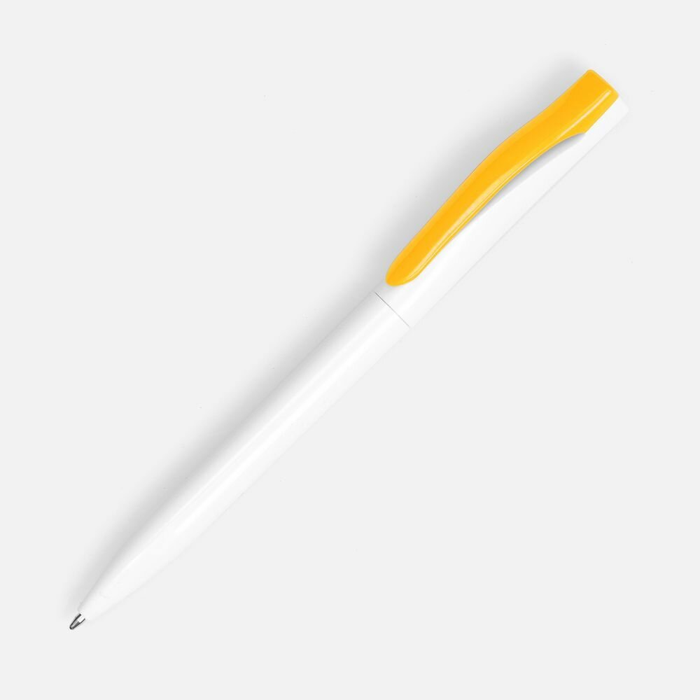 10 шт. Ручка шариковая Pin, белая с желтым, Open