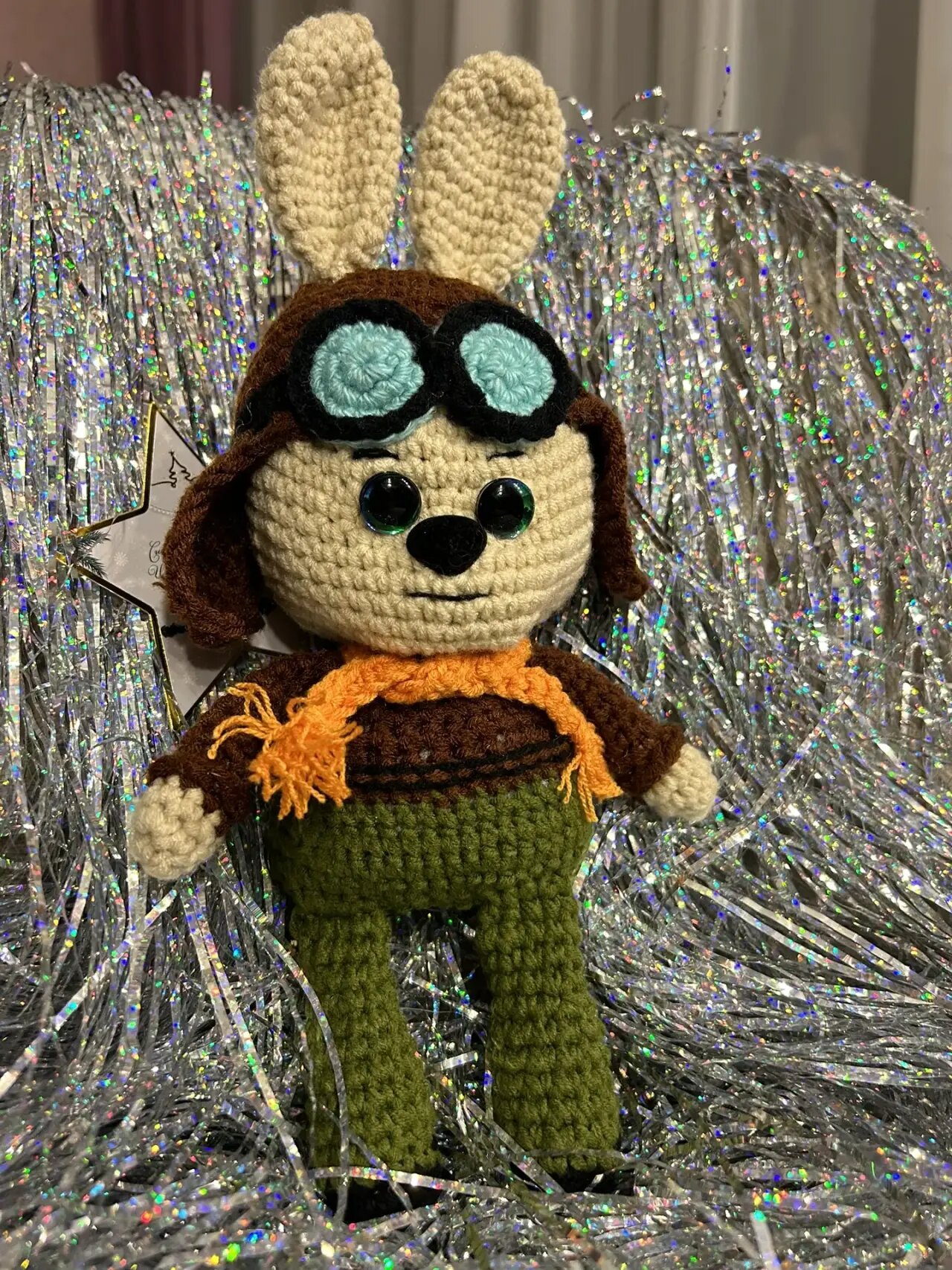 Вязанная игрушка талисман лётчик 32см подарок военному родным друзьям