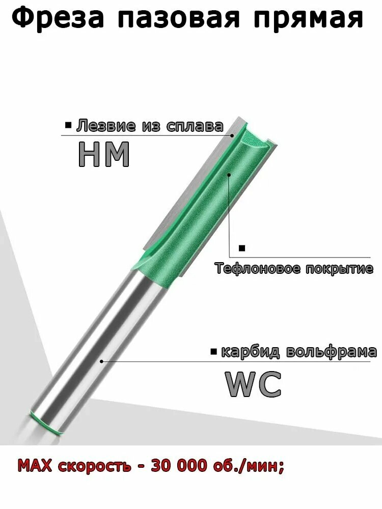 Фреза пазовая прямая 8 х 30 мм хвостовик 8 мм