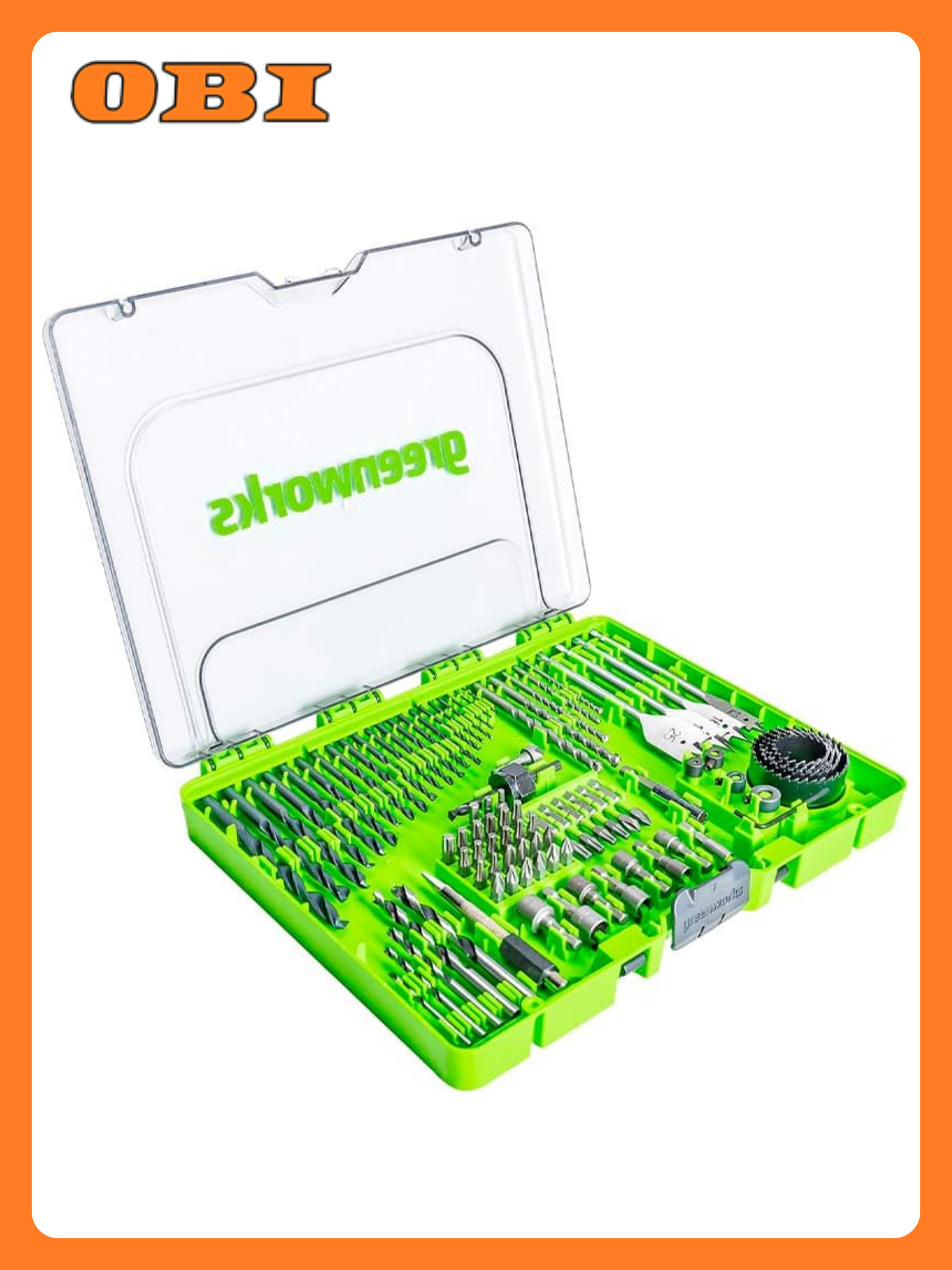 Набор сверл, бит и коронок в кейсе Greenworks 2944607 90 предметов