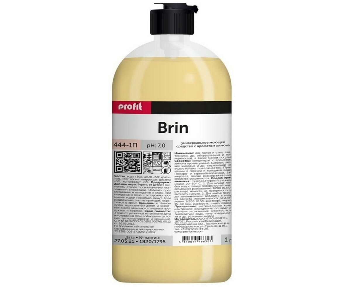 Профхим универсал нейтрал арома д/поверхн и пола PROFIT/BRIN, 1л