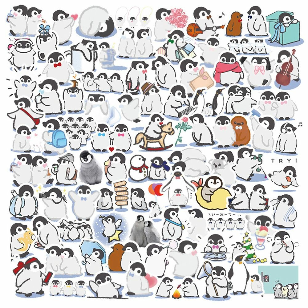 100 шт. Наклейки с пингвинами Мультяшные waterproof виниловые наклейки для ноутбука
