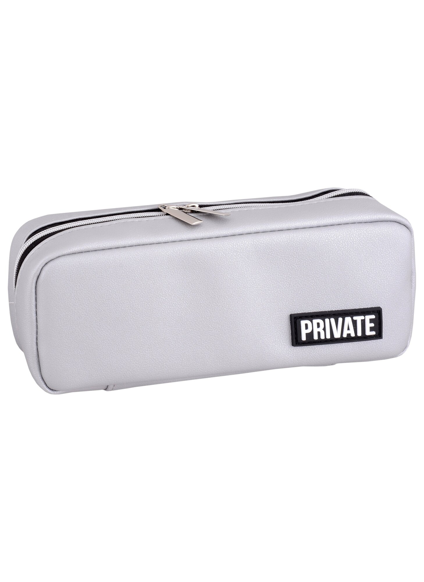 Пенал-косметичка "Private" серебристый, 21х9х5 см