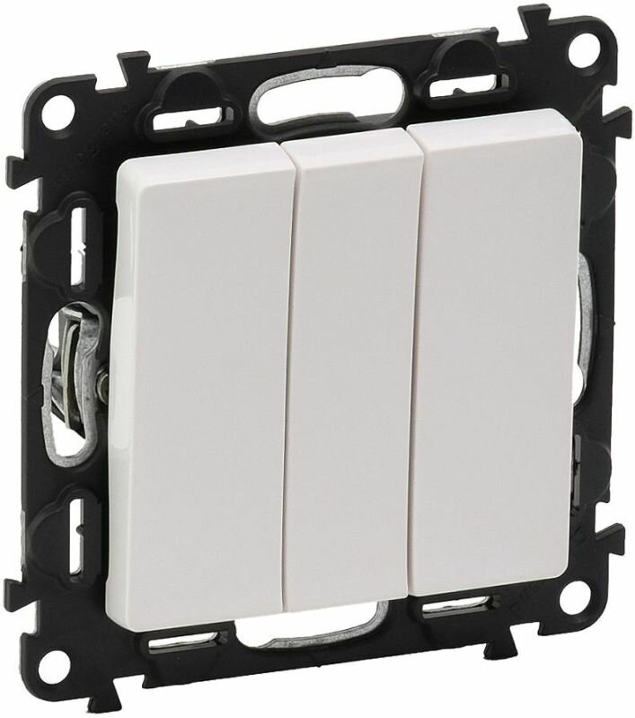 Legrand 752403 только Valena LIFE! Выключатель 3-клавишный 10АХ 250В с лицевой панелью. Винтовые зажимы