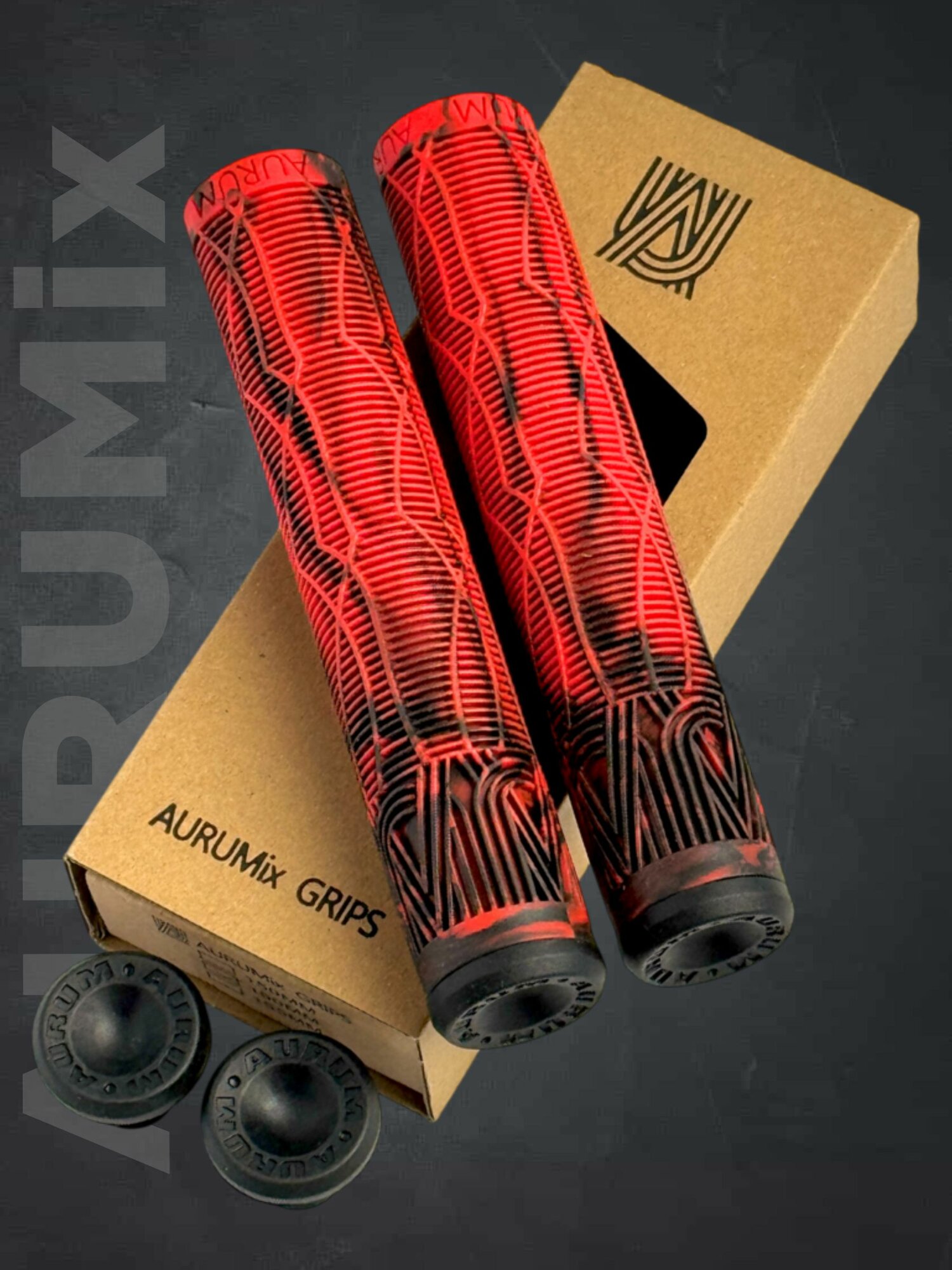 Грипсы для трюкового самоката велосипеда bmx AURUMix Classic 165 мм Красный/черный