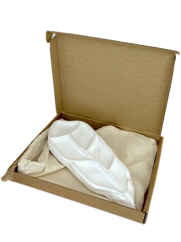 Палитра Like Palitra "Пёрышко", керамическая, с силиконовыми ножками, белая, глянцевая