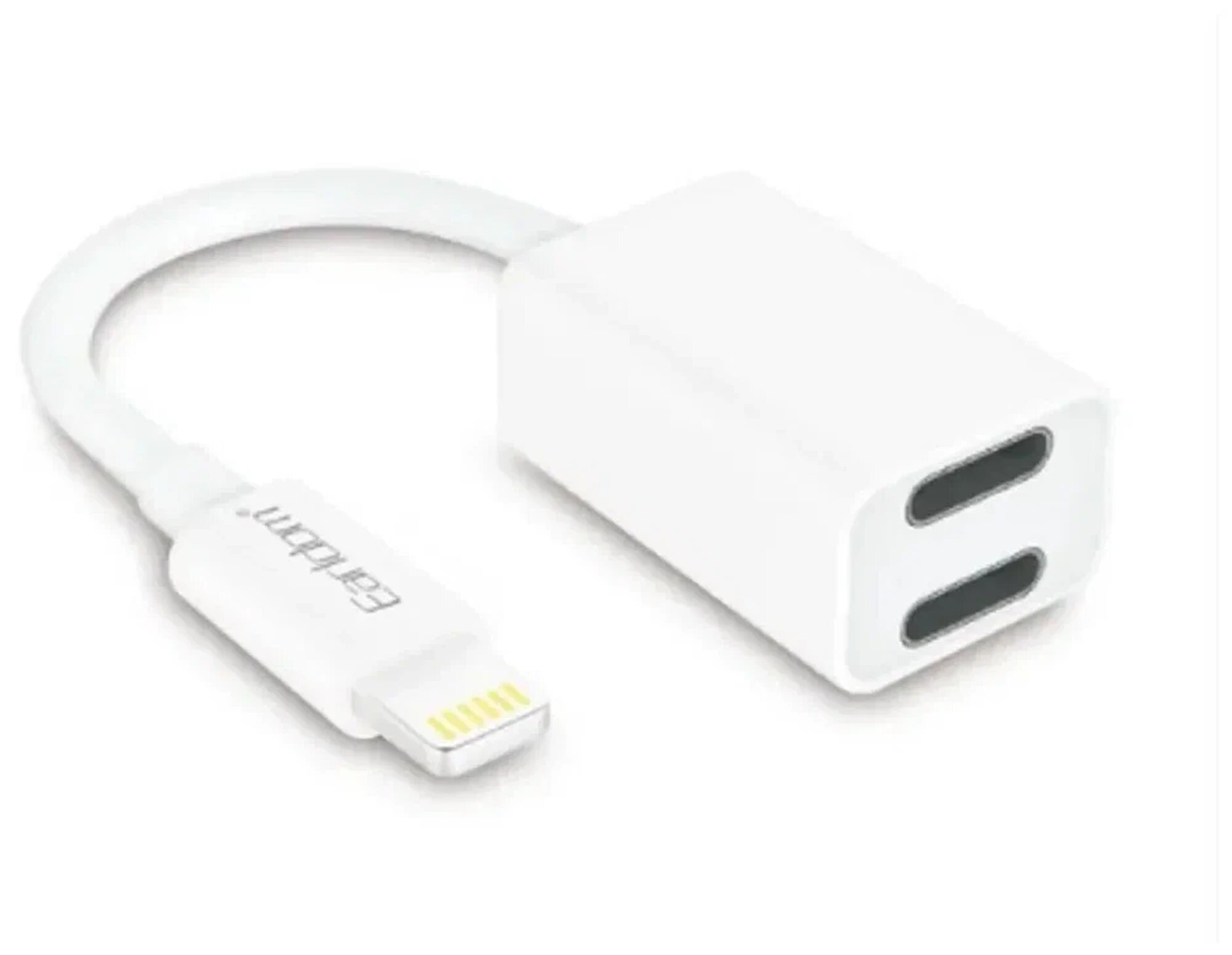 Переходник 2 в 1 для Iphone Earldom ET - OT54 (зарядка и разъем Lighting для наушника) , белый